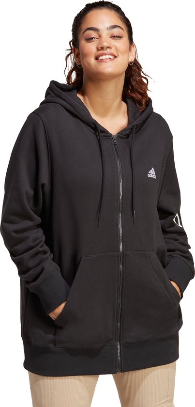 adidas Sportswear Essentials Linear French Terry Ritshoodie (Grote Maat ...