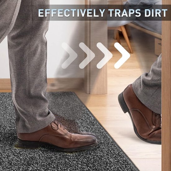 Deurmat voor binnen en buiten, 60 x 90 cm, zwart-grijs, duurzame ...