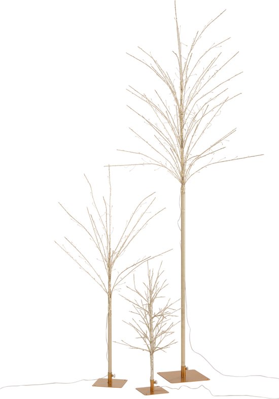 J-Line decoratie Kale Boom - metaal - goud - large - LED lichtjes | bol