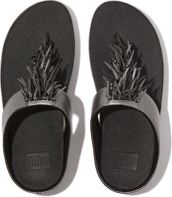 FitFlop Rumba Beaded Metallic Toe-Post Sandals ZWART - Maat 37 | bol