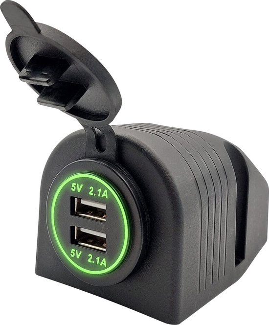 ProRide® 12V USB Stopcontact 2 Poorten Opbouw - 5V/2.1A - USB Autolader ...