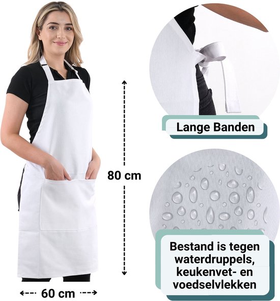 Simple Keukenschort Wit Professioneel Verstelbaar Keukenschort dames ...