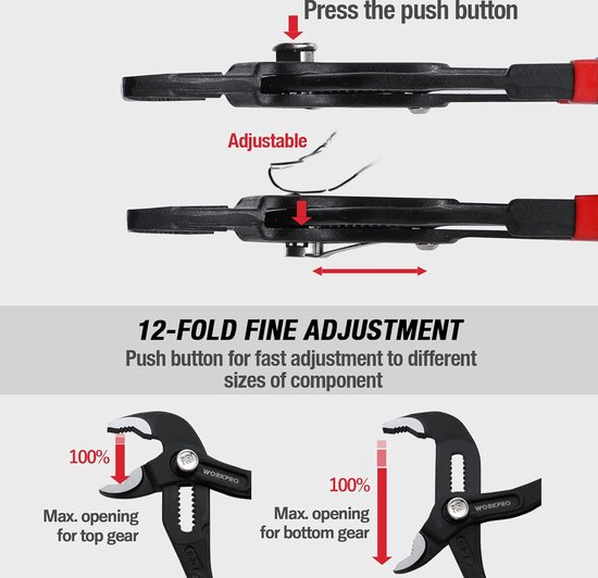 Professionele waterpomptang 250 mm, buistang van Cr-V staal ...