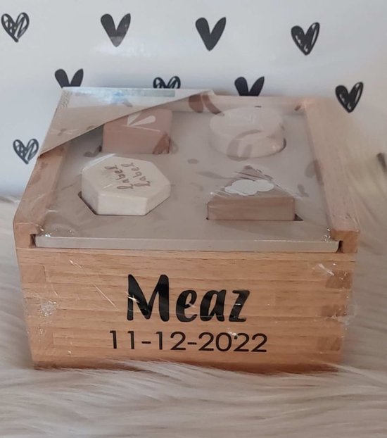 Label Label'' houten vormen sorteerdoos nougat (met naam) | bol