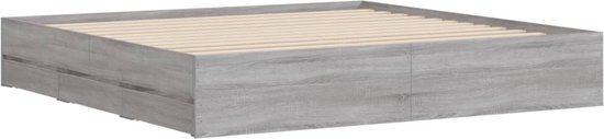 vidaXL - Bedframe - met - lades - bewerkt - hout - grijs - sonoma ...
