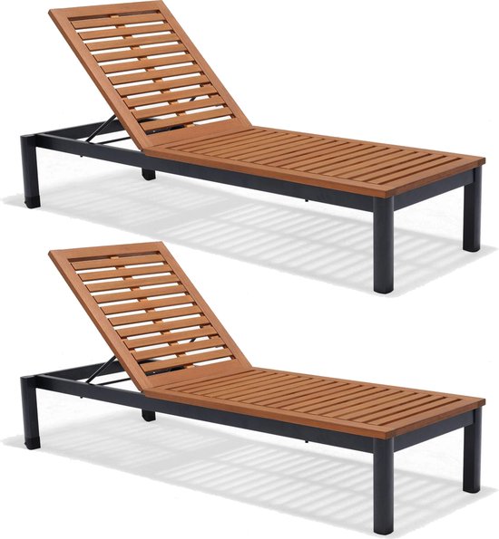 NATERIAAL - Set van 2 ligbedden ORIS - 2 x ligbedden met 4-voudig ...