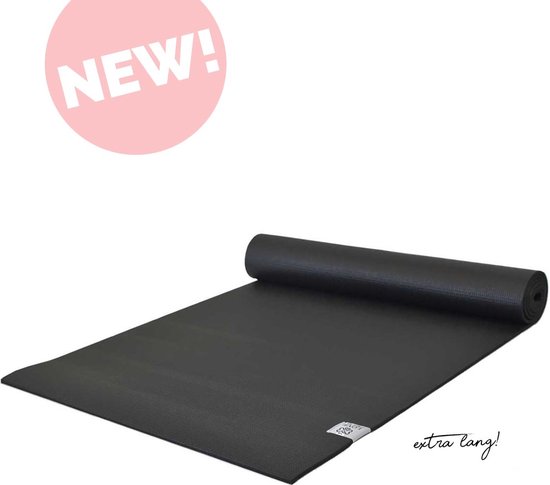 Love Generation Extra Lange Yoga Mat Fitness Mat Zwart 6 mm Dik | bol.com