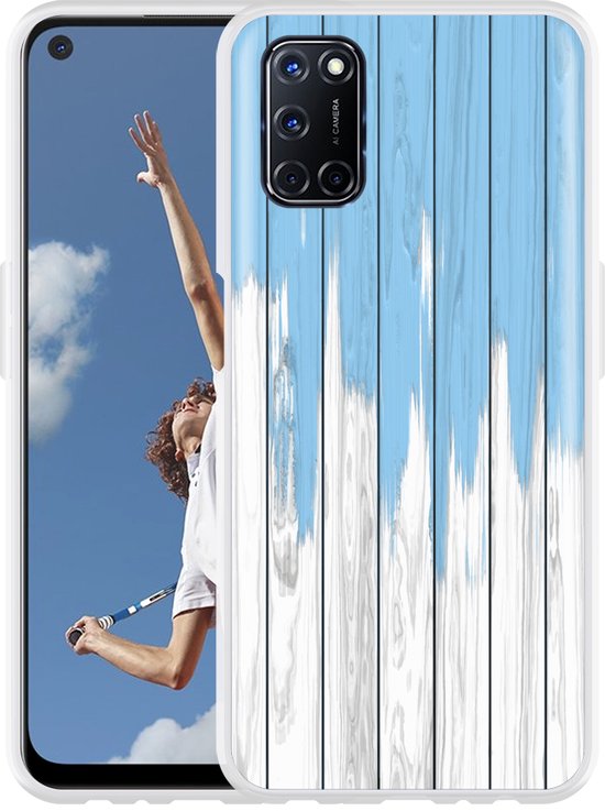 Oppo A72 Hoesje Dripping blue paint - Designed by Cazy | bol.com