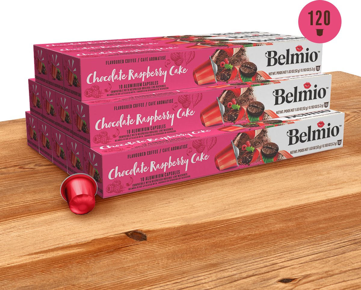 Belmio koffie - Chocolate Raspberry Cake koffiecups -120 stuks | bol.com