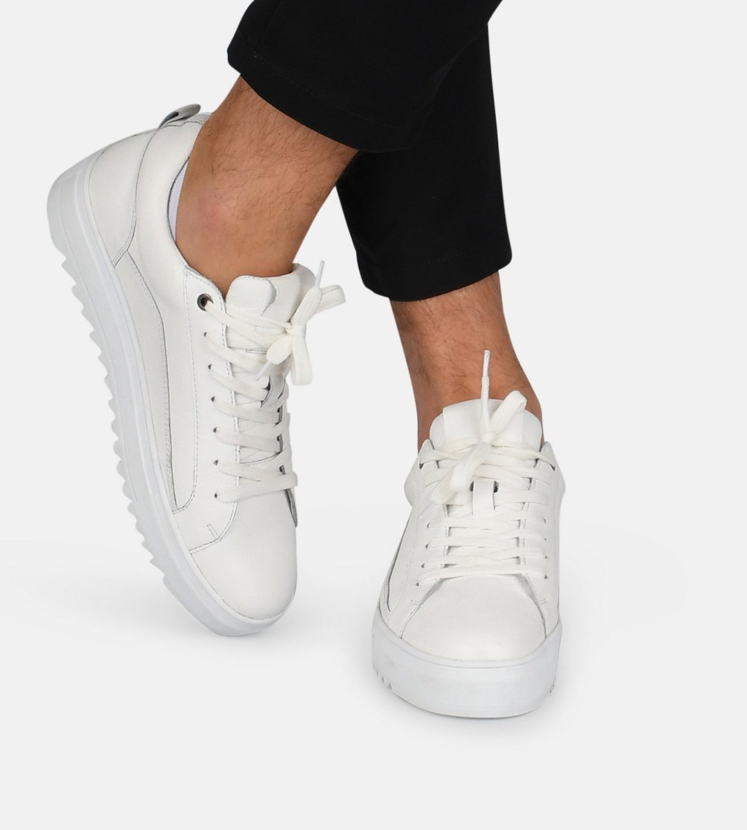 PS Poelman MIKE Heren Sneakers - Wit - Maat 44 | bol.com