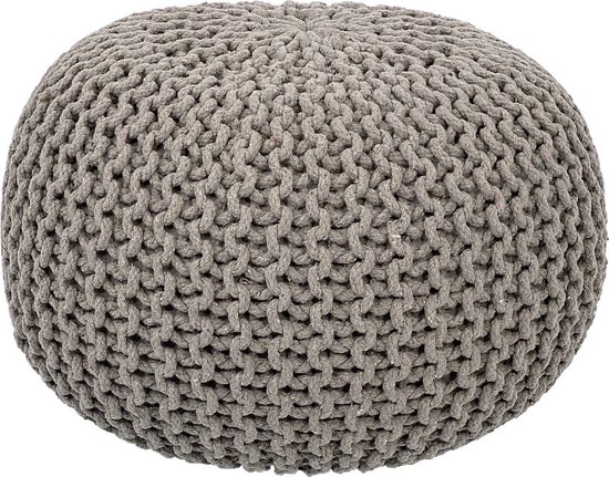 SVJ Poefs Rond - 55 x 55 x 37 cm - Katoen - Beige/Neon - Set van 2 ...