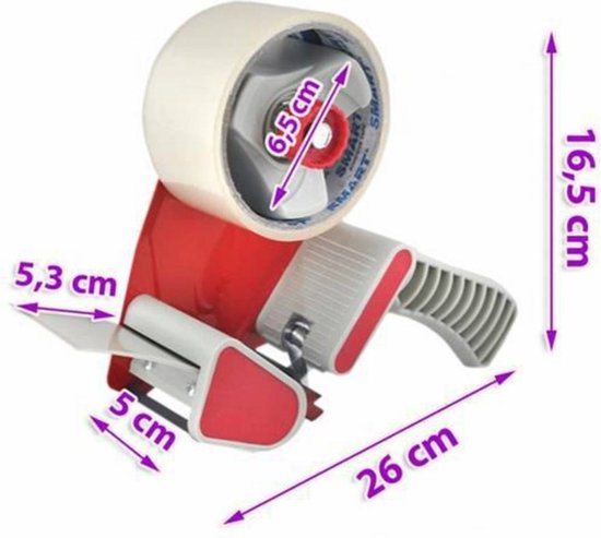 Benson Tapehouder Taperoller - Ergonomische handgreep - Grijs/rood | bol