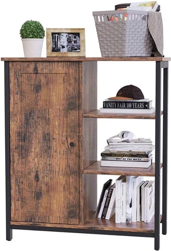 Dressoir, zijkast, keukenkast met 4 open rekken, halkast, ladenkast ...