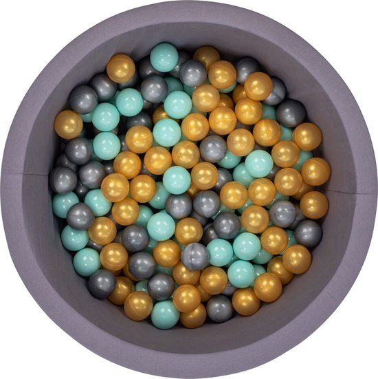 Ballenbak babys - Grijs - 150 ballen in de kleuren Mint, Grijs en Goud ...