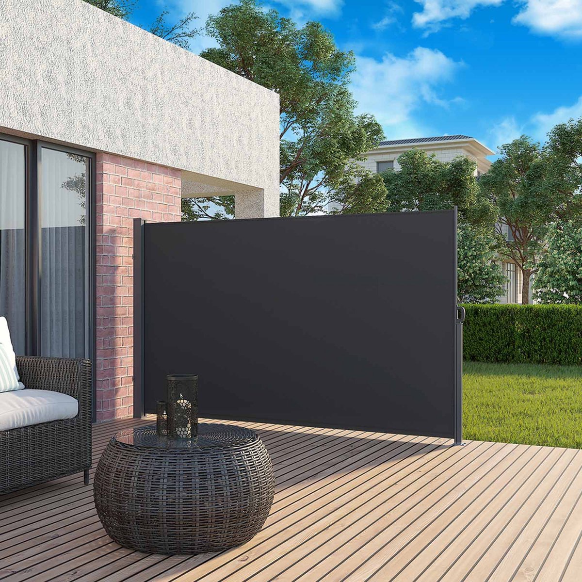 Uittrekbaar Tuinscherm - Zonnescherm - 160 x 350 cm - Rookgrijs | bol.com