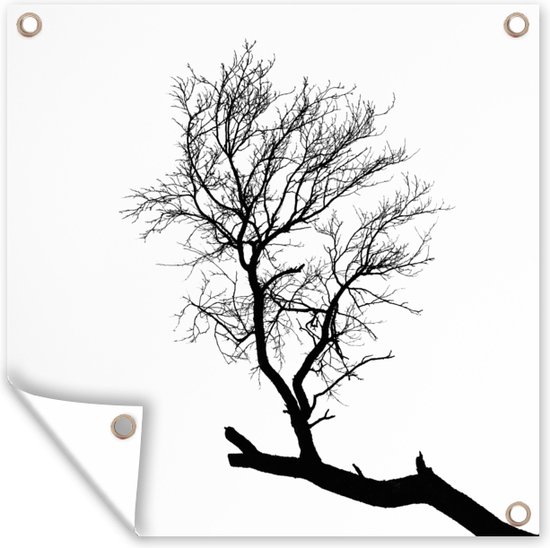 Tuin poster Silhouet van een boomtak - 200x200 cm - Tuindoek ...