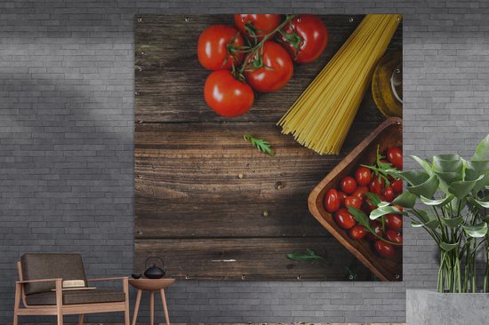 Tuin poster Pasta - Tomaat - Keuken - 200x200 cm - Tuindoek ...