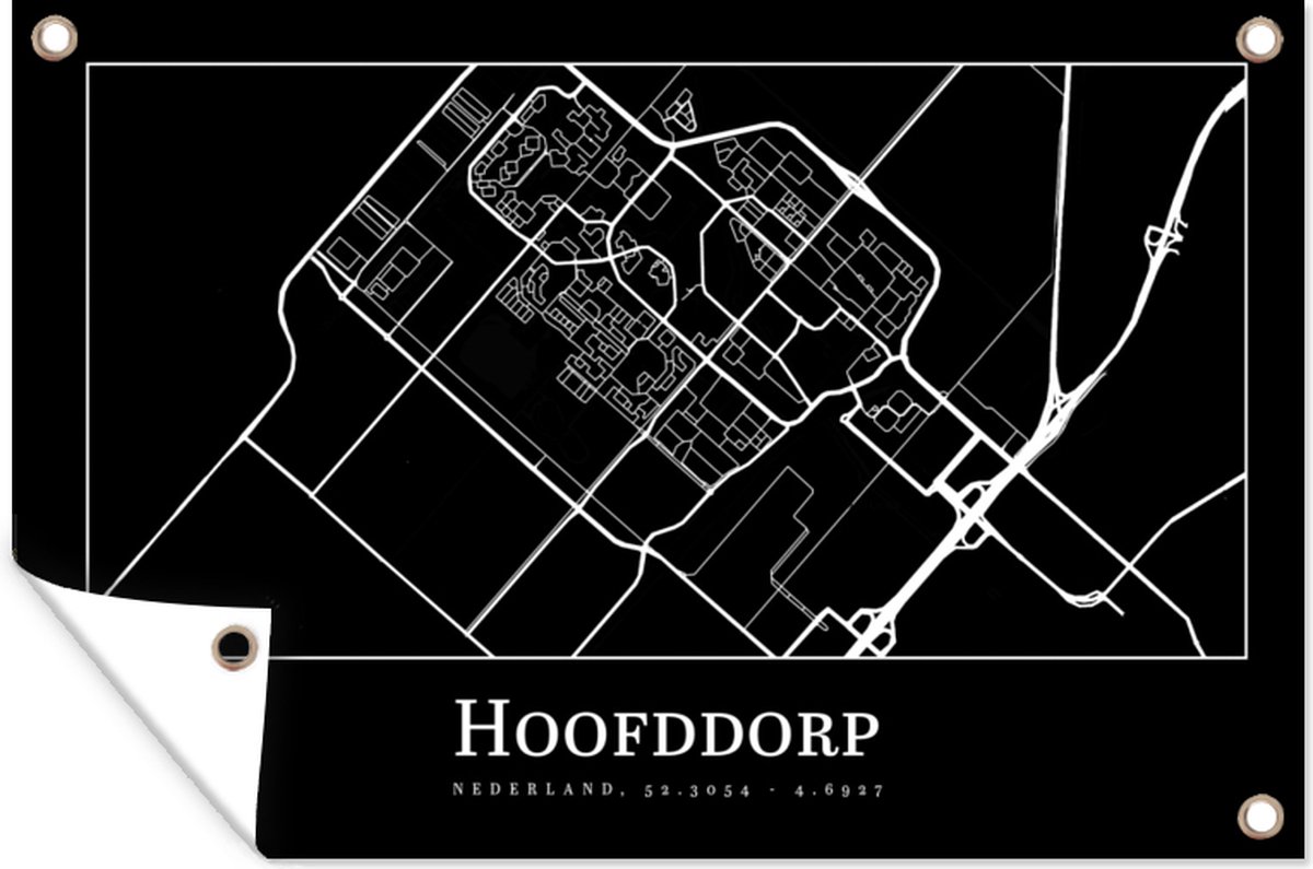 Tuinposter Plattegrond - Hoofddorp - Kaart - Stadskaart - 100x60 cm ...