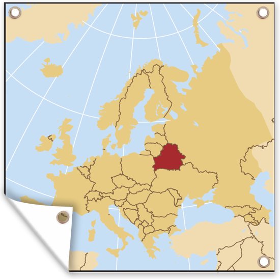 Tuin poster Illustratie van een Europese kaart met Wit-Rusland in het ...