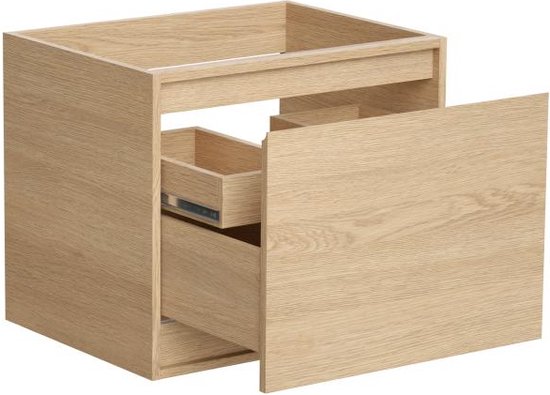 Meuble sous vasque avec tiroir anglais - Placage chêne - 60 cm ...