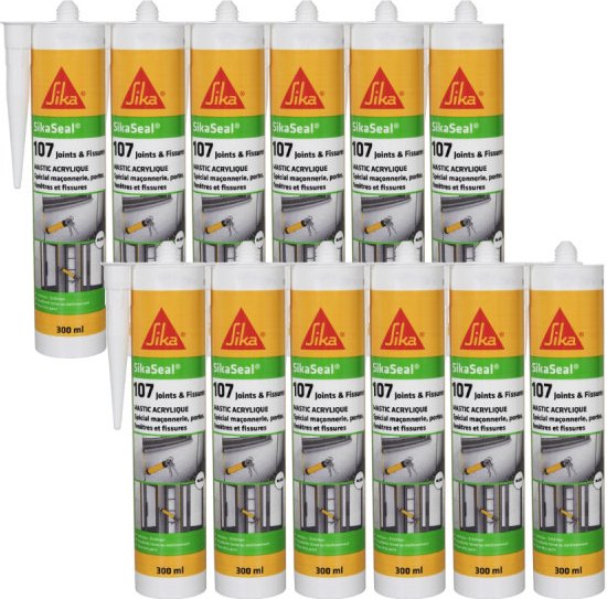 Set van 12 SIKA Sikaseal 107 Voeg- en Scheurdichtkitten - Wit - 300ml ...