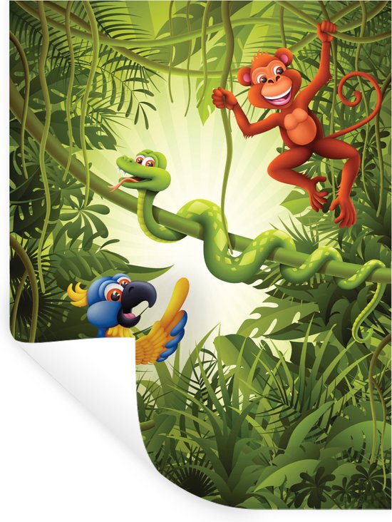 Muurstickers - Sticker Folie - Bos - Dieren - Tropisch - Kinderen - Jongetje - Meiden... | bol