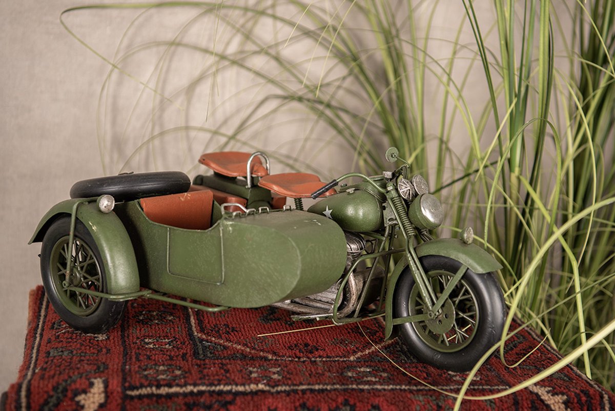 Clayre & Eef Decoratie Miniatuur Motor 38x26x18 cm Groen Ijzer ...