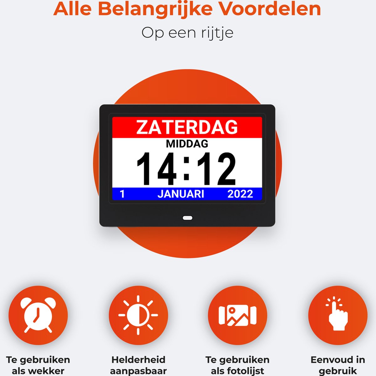 Miravo - Digitale Dementieklok XL - Kalender datum en dag ...