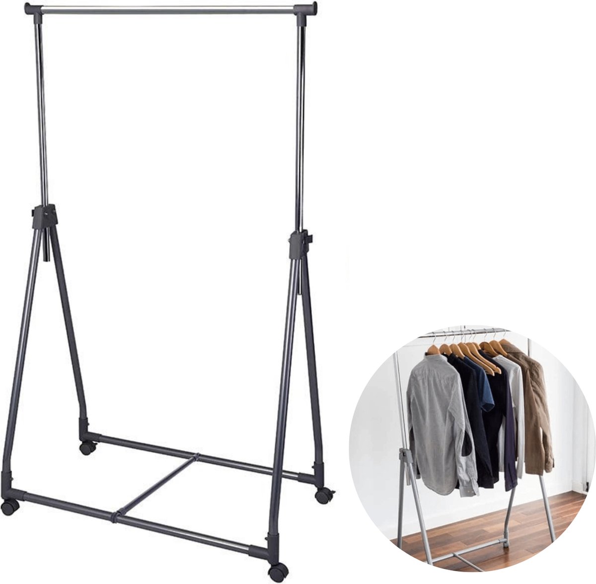 Cheqo® Verrijdbaar Kledingrek op Wieltjes - Kledingrek met Wielen ...