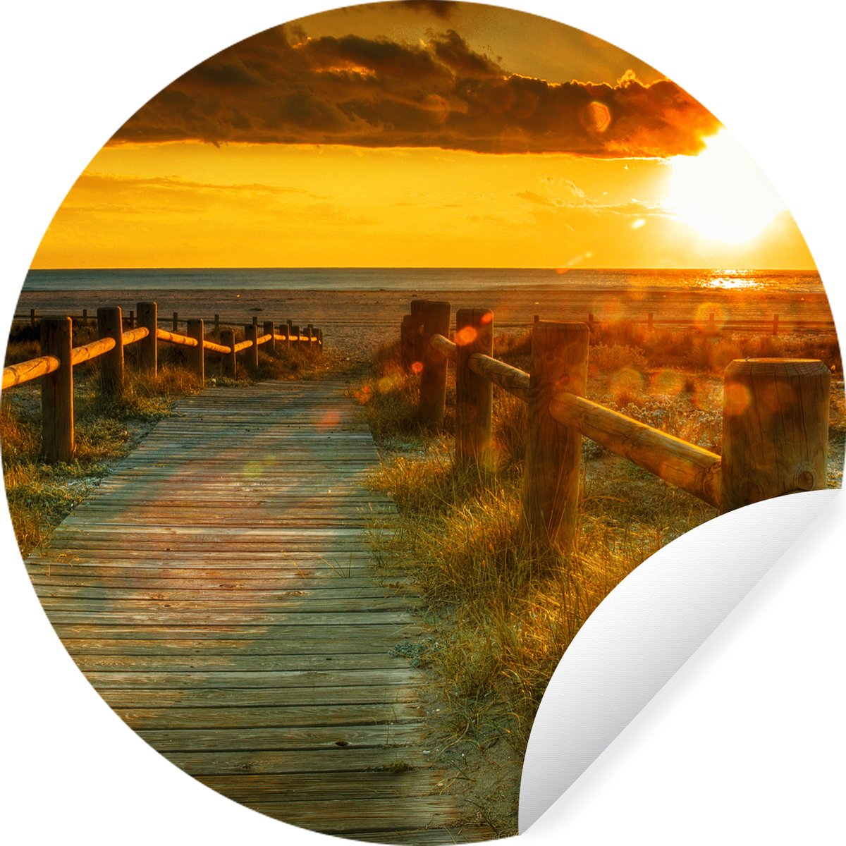Behangcirkel - Zon - Strand - Duin - Horizon - Behangcirkel zelfklevend ...