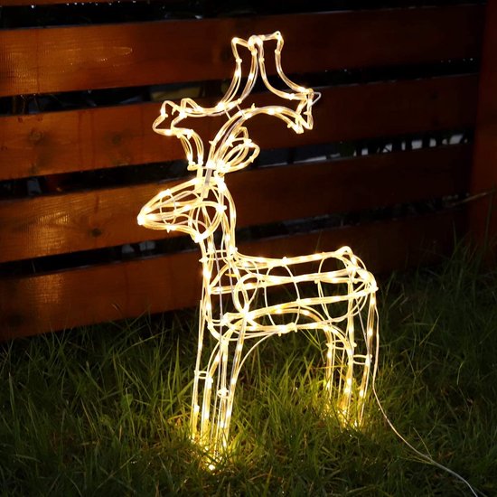 Selwo 60 cm rendier kerstdecoratie hert verlicht, led-lichtslang eland ...