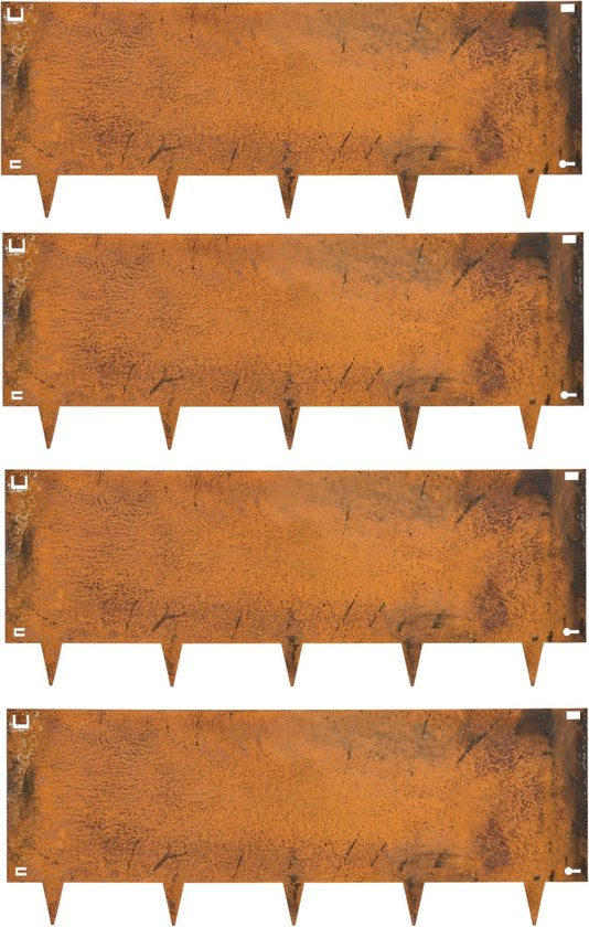 Borderrand Cortenstaal 106 x 40 cm - 4 stuks | Roestkleurige ...