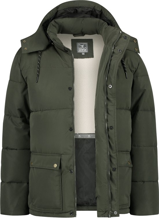 MGO Otto heren winterjas - Puffer jack met teddy voering - Mosgroen ...