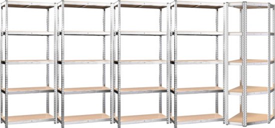 vidaXL - Opbergrekken - 5-laags - 5 - st - staal - en - bewerkt - hout ...
