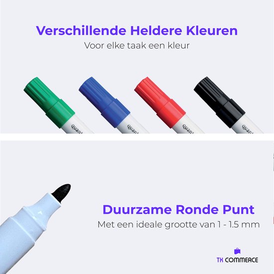Quantore® Whiteboard Stiften - 4 stuks - Ronde Punt Van 1 - 1.5mm ...