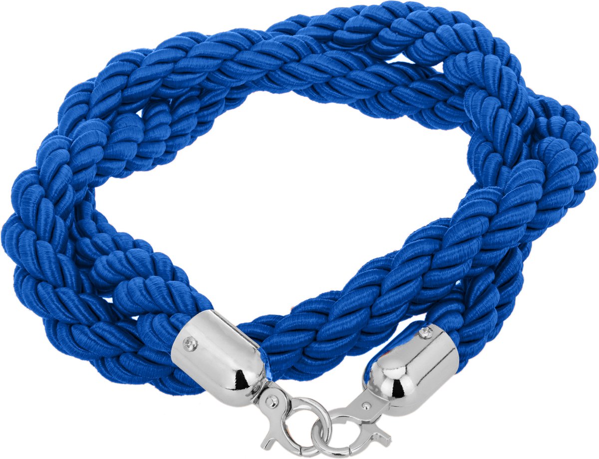 PrimeMatik - Blauw gevlochten koord met zilveren sluiting voor post ...