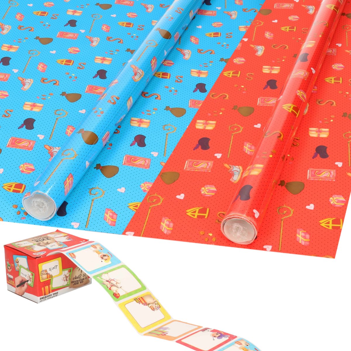 Bellatio Decorations - Papier d'emballage Sinterklaas 6x rouleau + 50 ...