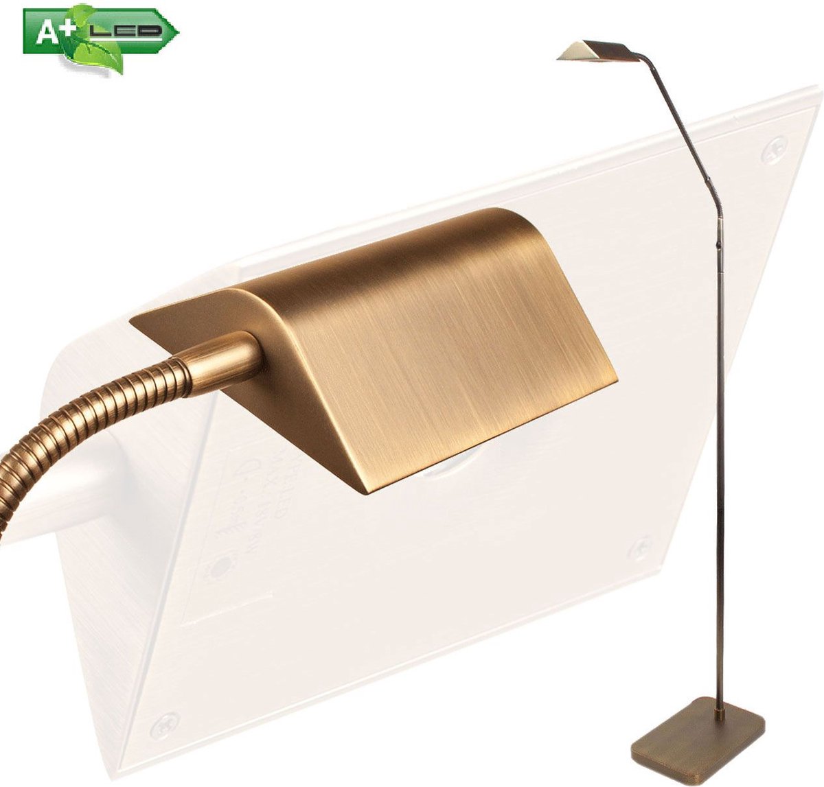 Dimbare bronzen led leeslamp | 1 lichts | 100 cm | brons / bruin ...