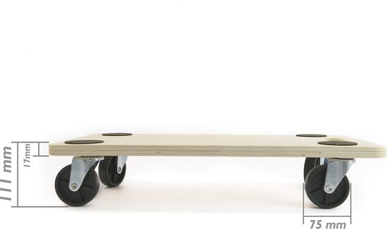 PrimeMatik - Laad- en transportplatform met wielen 560 x 290 mm | bol