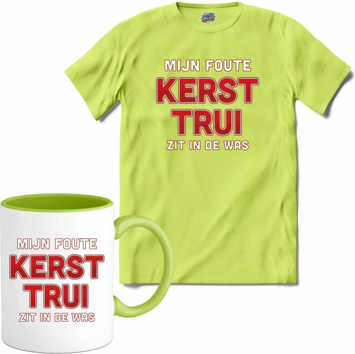 Mijn foute kerst trui zit in de was - T-Shirt met mok - Jongens - Appel ...