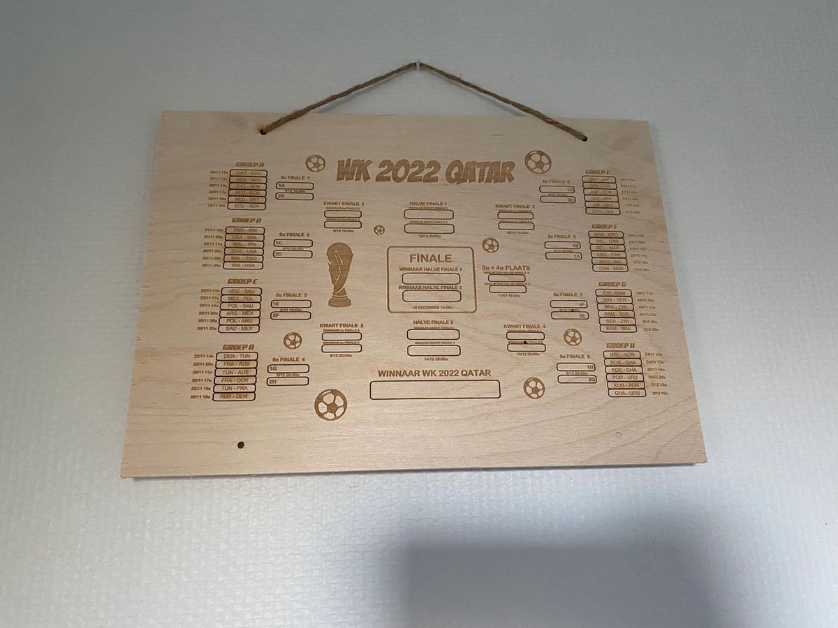 WK22 Voetbal - Kalender - Hout - Tekstbord - Speelschema ...