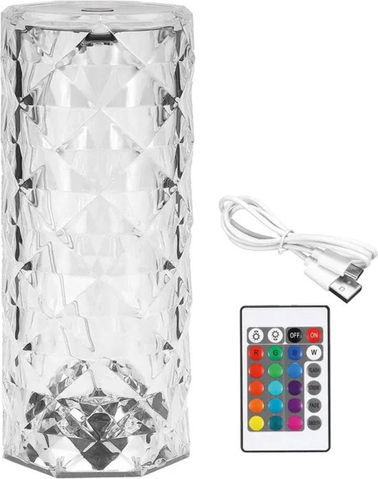 Crystal Diamond Ledlamp – Draadloze Sfeerlamp – Met Touch en ...