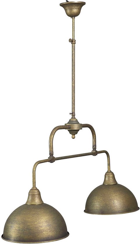 Landelijke hangende kroonluchter in verouderd messing gietstuk ...