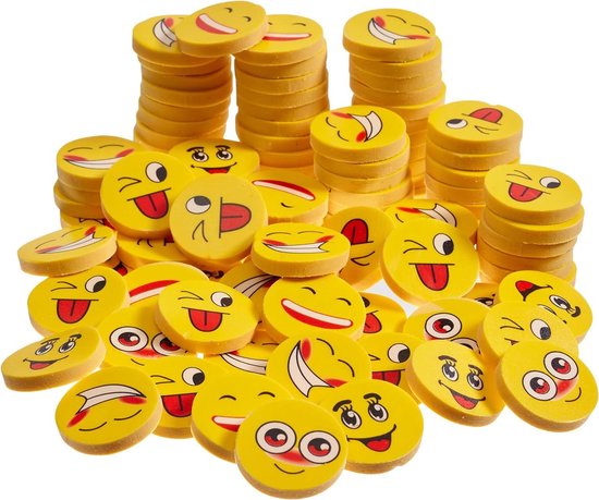 100 Emoji Gum - 6 Verschillende Smiley Ontwerpen - Perfect Gastgeschenk ...