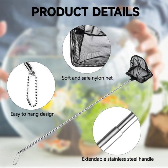 Visnet aquariumschepnet garnalennet met uittrekbare roestvrijstalen ...