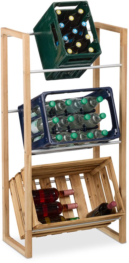 krattenrek voor 3 kratten - 112 x 58 x 32 cm - hout - metaal | bol