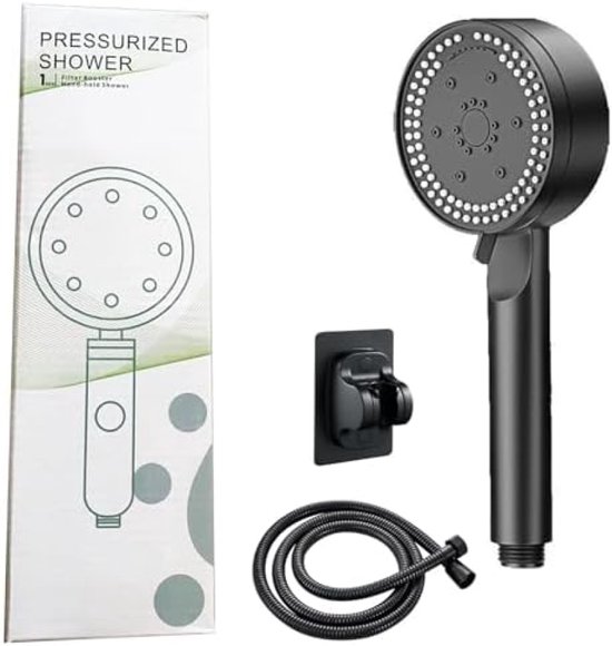 Selbro ® Spaardouchekop met 8 straalsoorten en 1,5 m slang - Zwart | bol