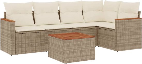 vidaXL Loungeset 6-delig - Beige - Inclusief kussens | bol