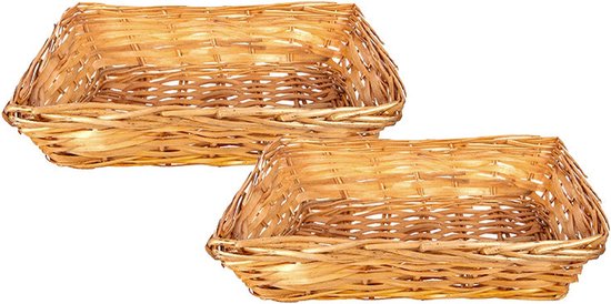 CM Rieten mandje - 2x - bruin - 36 x 26 x 10 cm - rechthoek ...