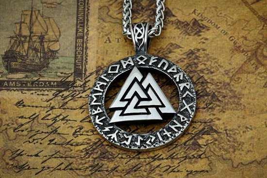 [Two Ravens] Vikingketting - Valknut Hanger met Runen - Viking Sieraden -... | bol